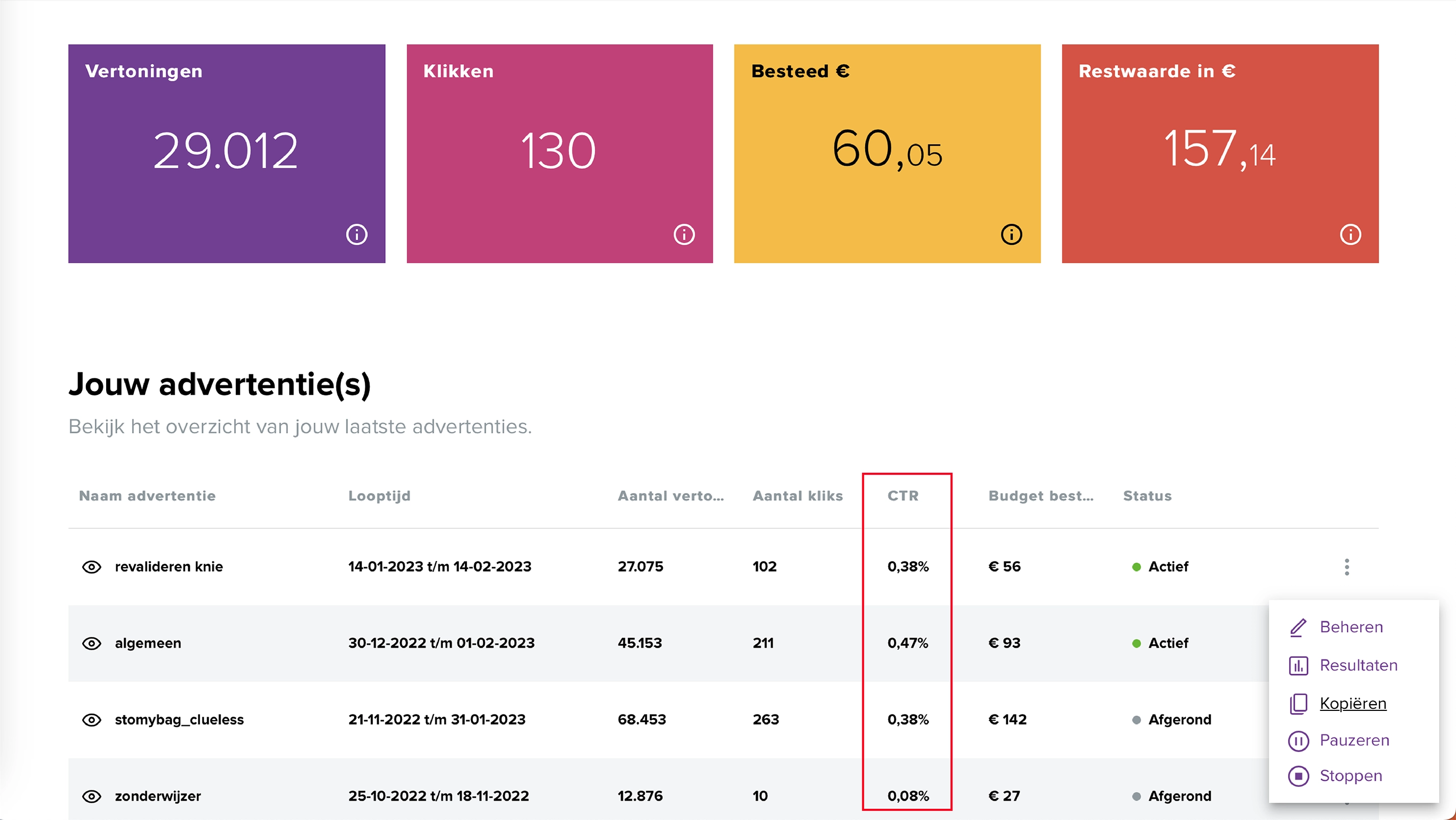 Zo gebruik je dit Direct dashboard