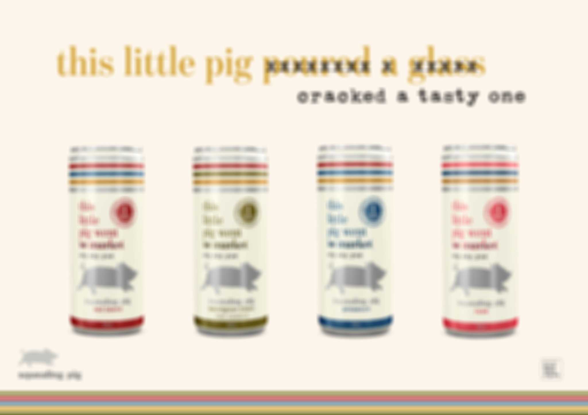 An image of four Squealing Pig can wines with text reading 'This little ...
