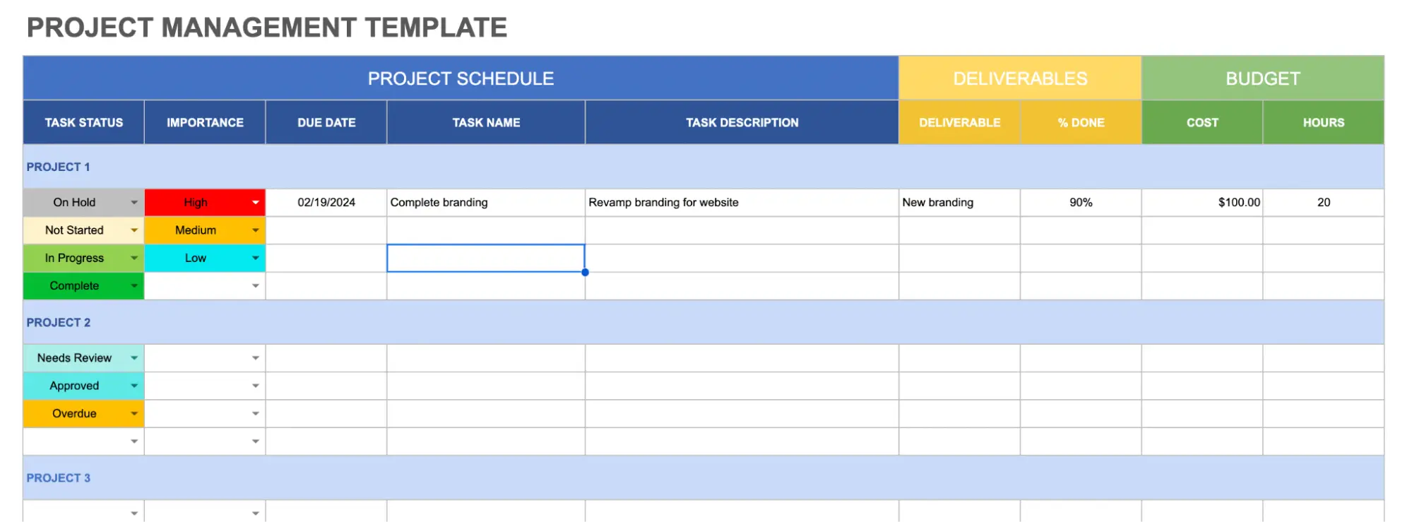 Project Management Schedule Template Excel