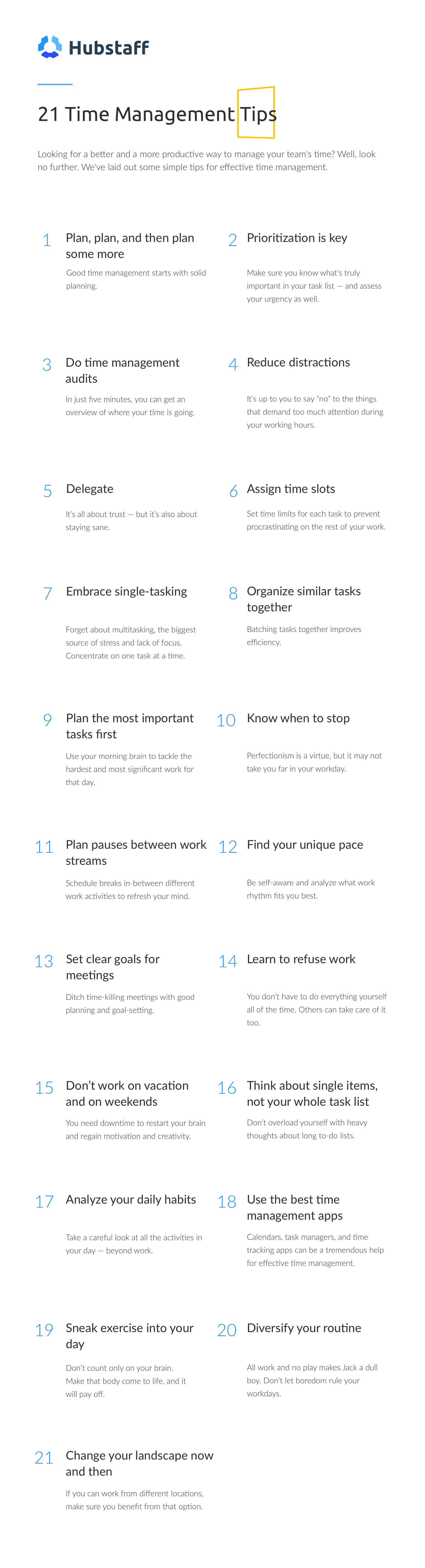 21 Tips for Effective Time Management | Hubstaff