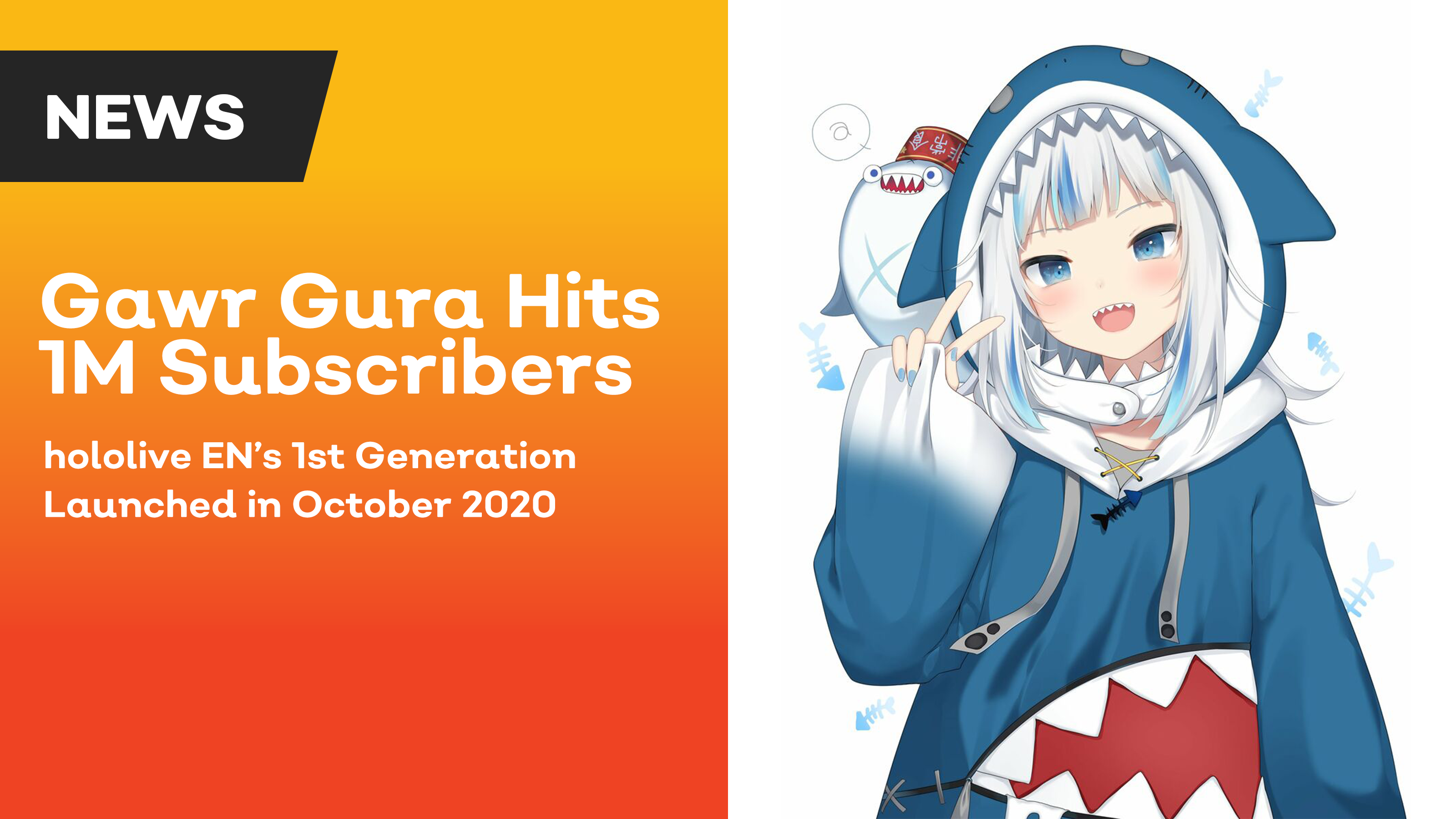 Crunchyroll Vtuber Gawr Gura Hits Milestone Of 1 Million Subscribers
