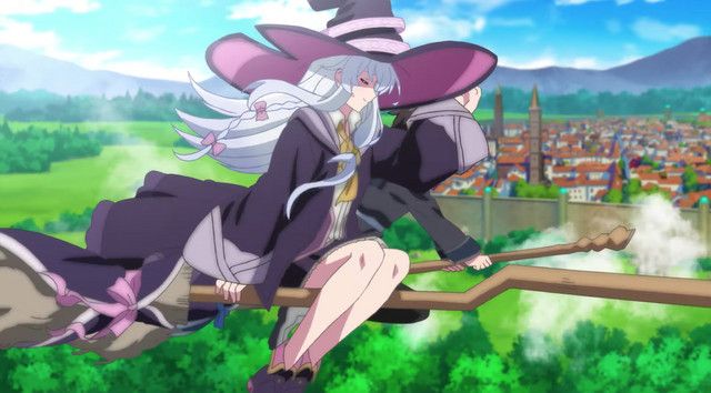 anime witch flying