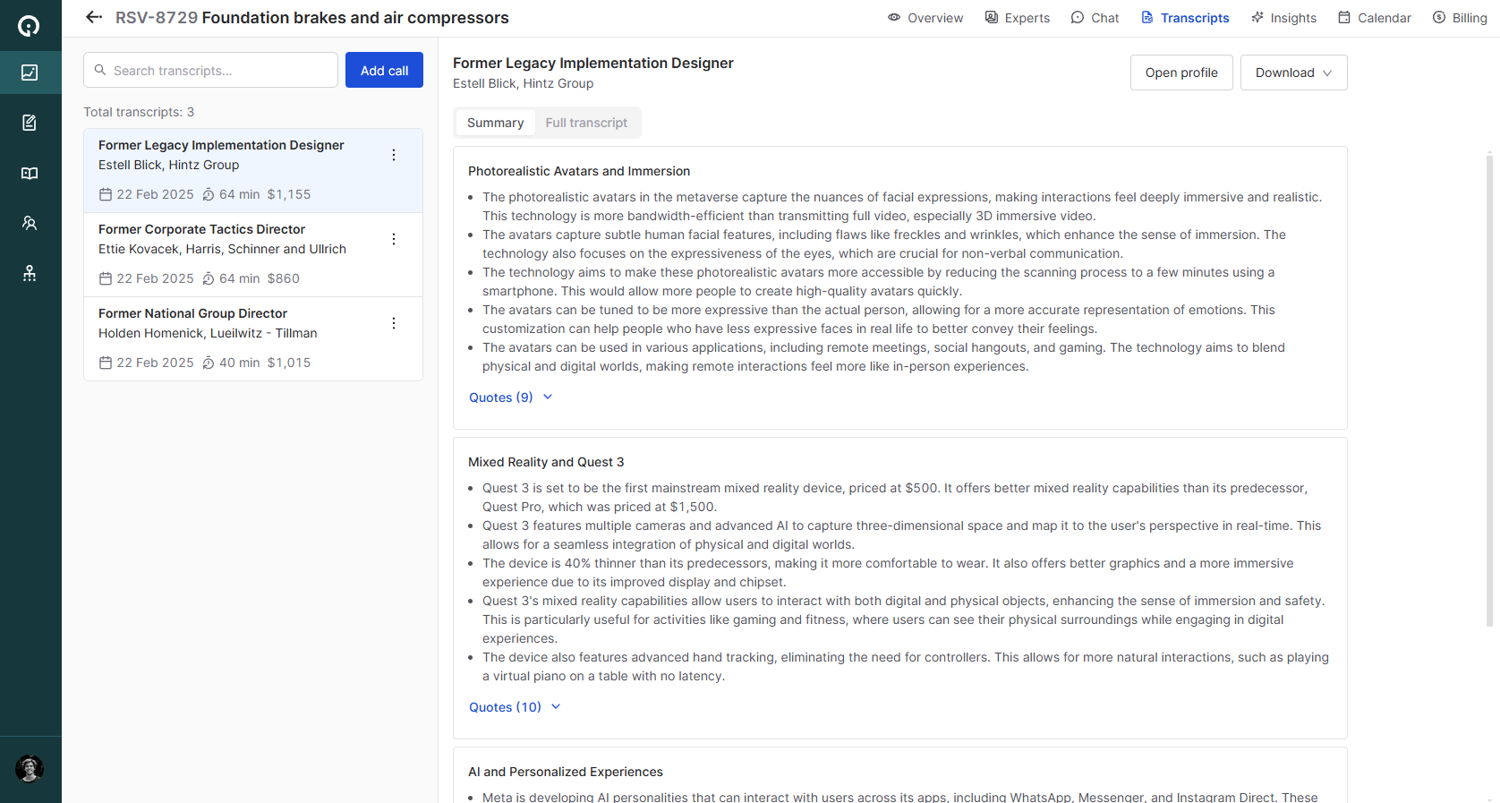 Transcripts | Inex One