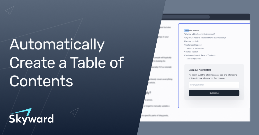 How To Create A Table Of Contents Automatically Using Prismic And Nextjs