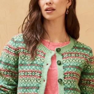 Green Wool Fair Isle Cardigan | Women's Cardigans | Brora Fashion
