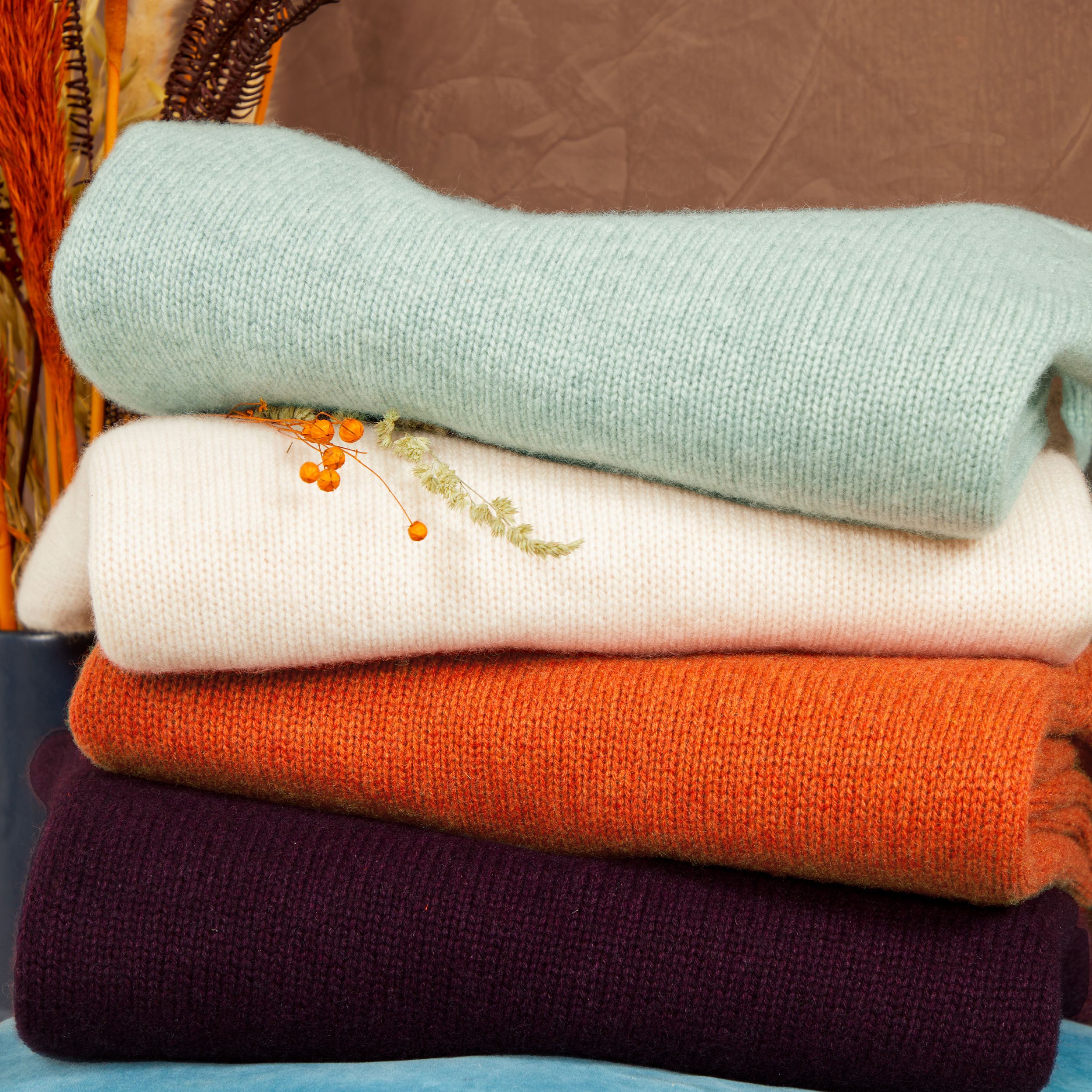 Scottish Cashmere Slouchy Jumper in Duck Egg | Women's Knitwear | Brora