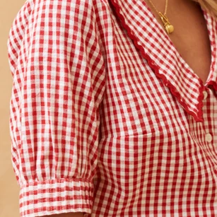Red Gingham Ric Rac Shirt | Women's Shirts | Brora Fashion