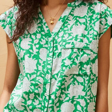 Green Organic Cotton Block Pyjamas | Nightwear | Brora Fashion