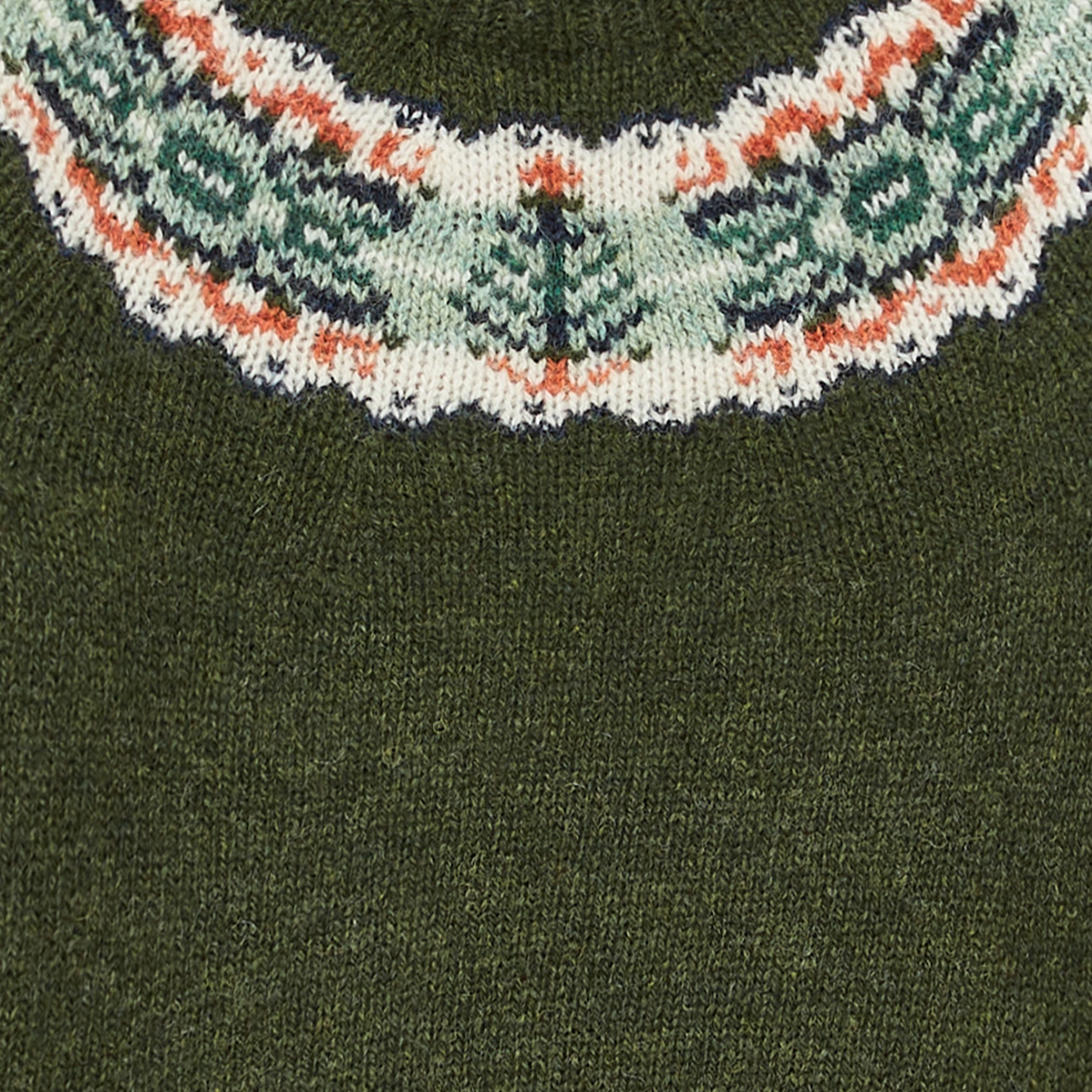 Wool Fair Isle Yoke Jumper in Moss | Women's Knitwear | Brora