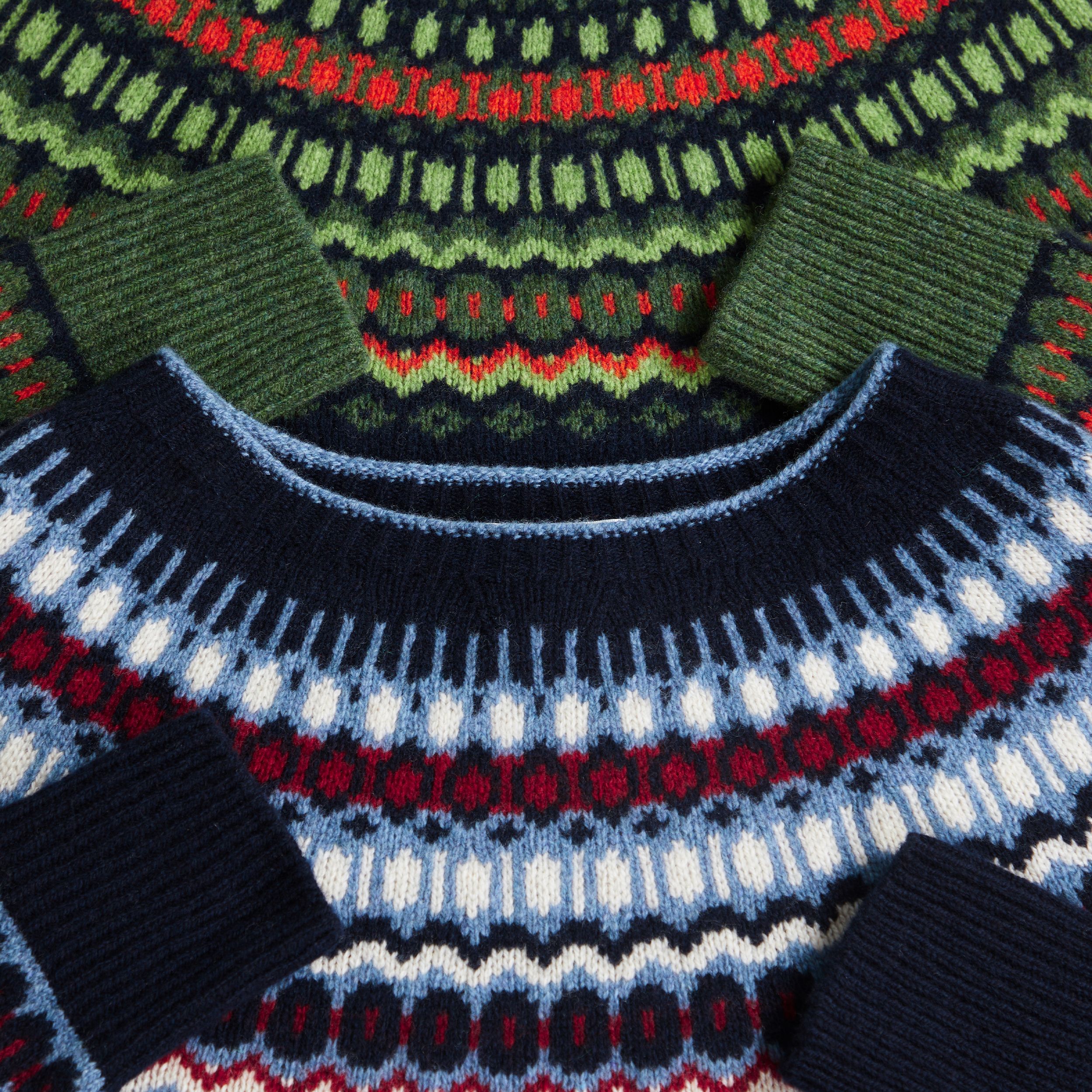 Navy Lambswool Fair Isle Jumper | Women's Jumpers | Brora Fashion