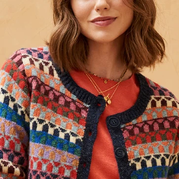 Navy Wool Folk Cardigan | Women's Cardigans | Brora Fashion