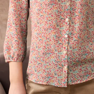 Liberty Print Silk Women's Blouse in Red | Brora Sale