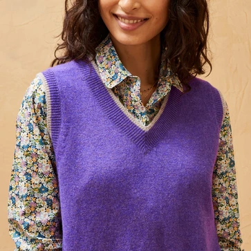 Purple Cashmere V Neck Tank | Women's Tanks | Brora Fashion