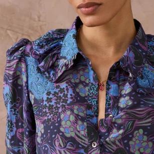 Blue Silk Hydrangea Blouse | Women's Blouses | Brora Sale
