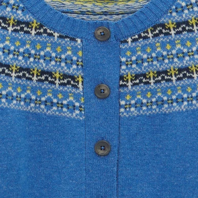 Merino Fair Isle Yoke Cardigan in Cornish Blue | Women's Cardigans ...