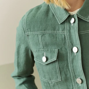 Linen Utility Jacket in Verdigris | Women's Jackets | Brora