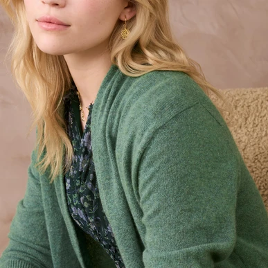 Women's Scottish Cashmere Gauzy Shawl Cardigan in Thyme | Brora