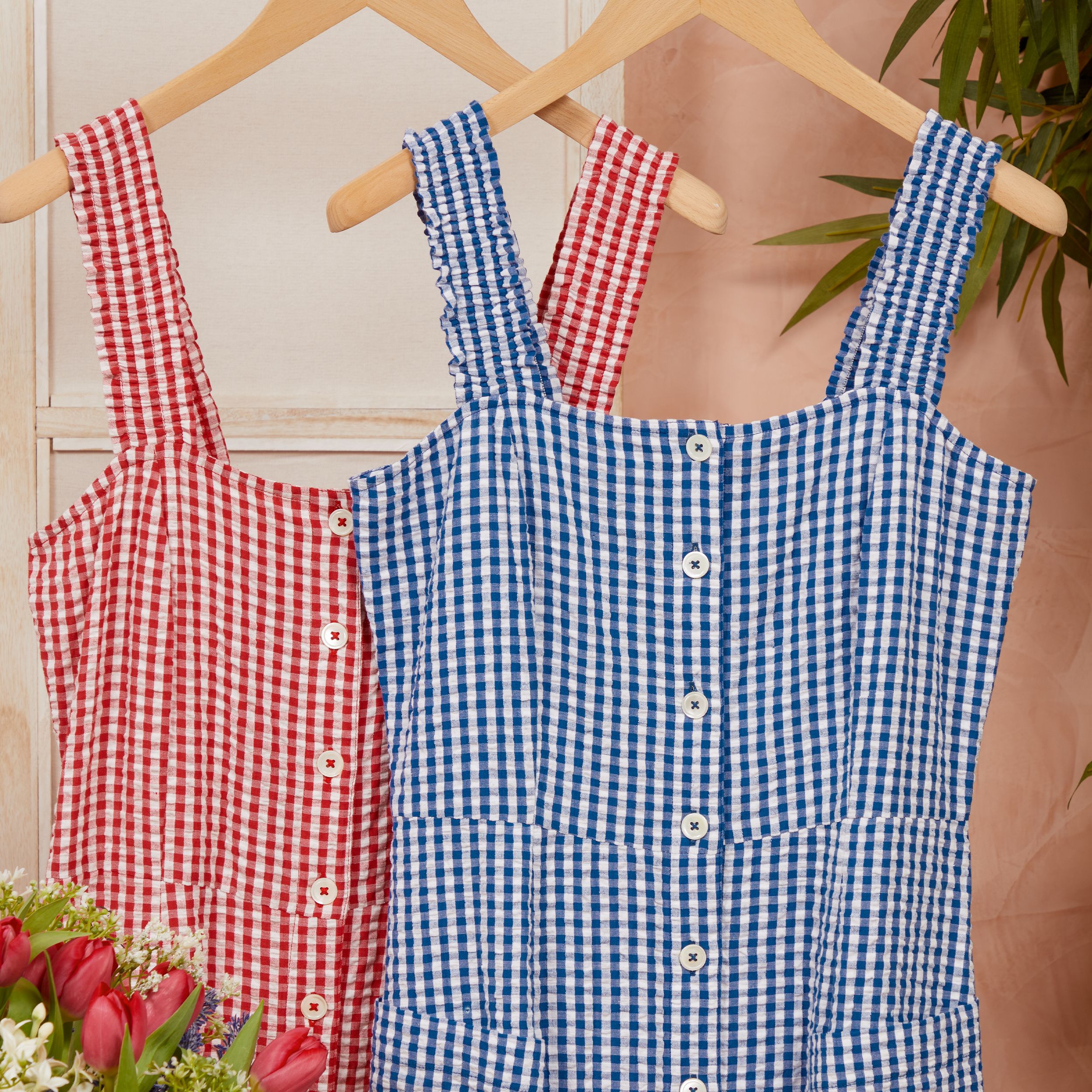 Cotton Gingham Sundress in Cherry red | Holiday Shop | Brora