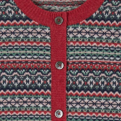 Red Cashmere Fair Isle Cardigan | Women's Knitwear | Brora