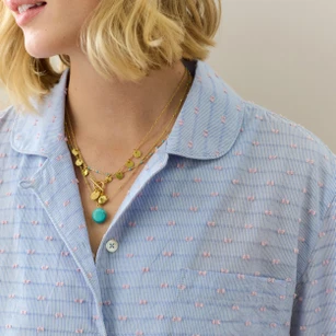 Cotton Stripe Dobby Pyjamas in Sky & Rose | Nightwear | Brora