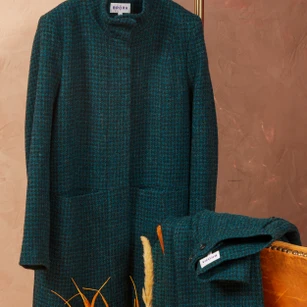 Blue Harris Tweed Coat | Women's Coats | Brora Fashion