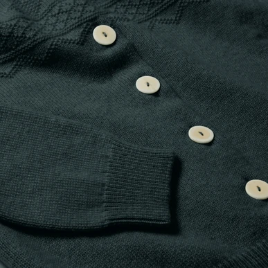 Scottish Cashmere Guernsey Cardigan in Ivy | Womenswear