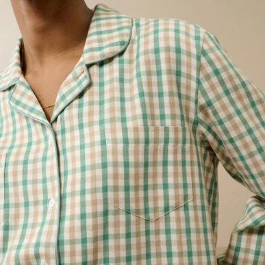 Brushed Cotton Gingham Pyjamas in Thyme & Ash | Brora Clearance