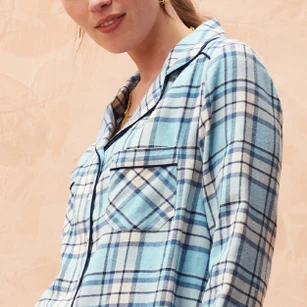 Blue Cotton Plaid Pyjamas | Nightwear | Brora Fashion