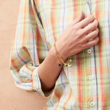 Textured Cotton Check Shirt in Chartreuse & Sky | Brora