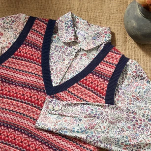 Women's French Navy Cashmere Fair Isle Tank Top | Brora Sale