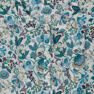 Liberty Print Silk Blouse in Sky Blue | Women's Blouses | Brora Fashion