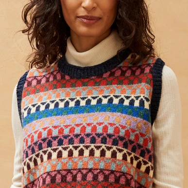 Navy Wool Fair Isle Tank | Women's Tanks | Brora Fashion