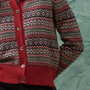Red Cashmere Fair Isle Cardigan | Women's Knitwear | Brora