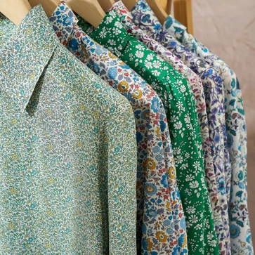 Liberty Print Silk Blouse in Sky Blue | Women's Blouses | Brora Fashion