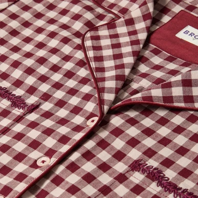 Embroidered Cotton Gingham Pyjamas in Mulberry | Brora Clearance