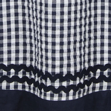 Cotton Gingham Ric Rac Skirt in Navy | Women's Skirts | Brora