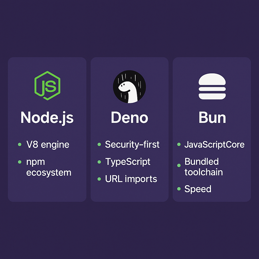 From Node.js to Deno / Bun: What changes for backend + frontend full-stack JS - Makers' Den ...