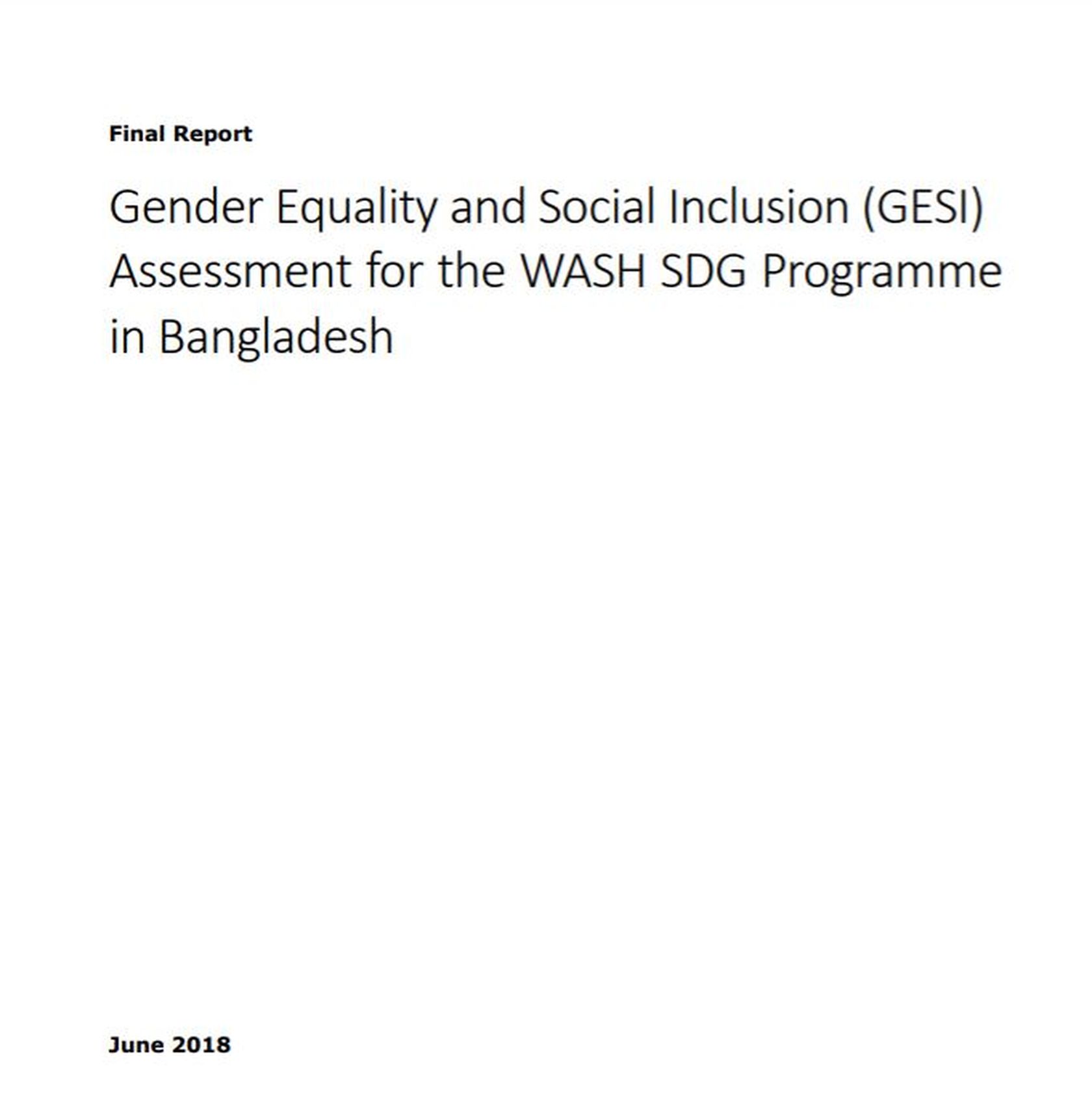 Gender Equality and Social Inclusion (GESI) Assessment for the WASH SDG ...