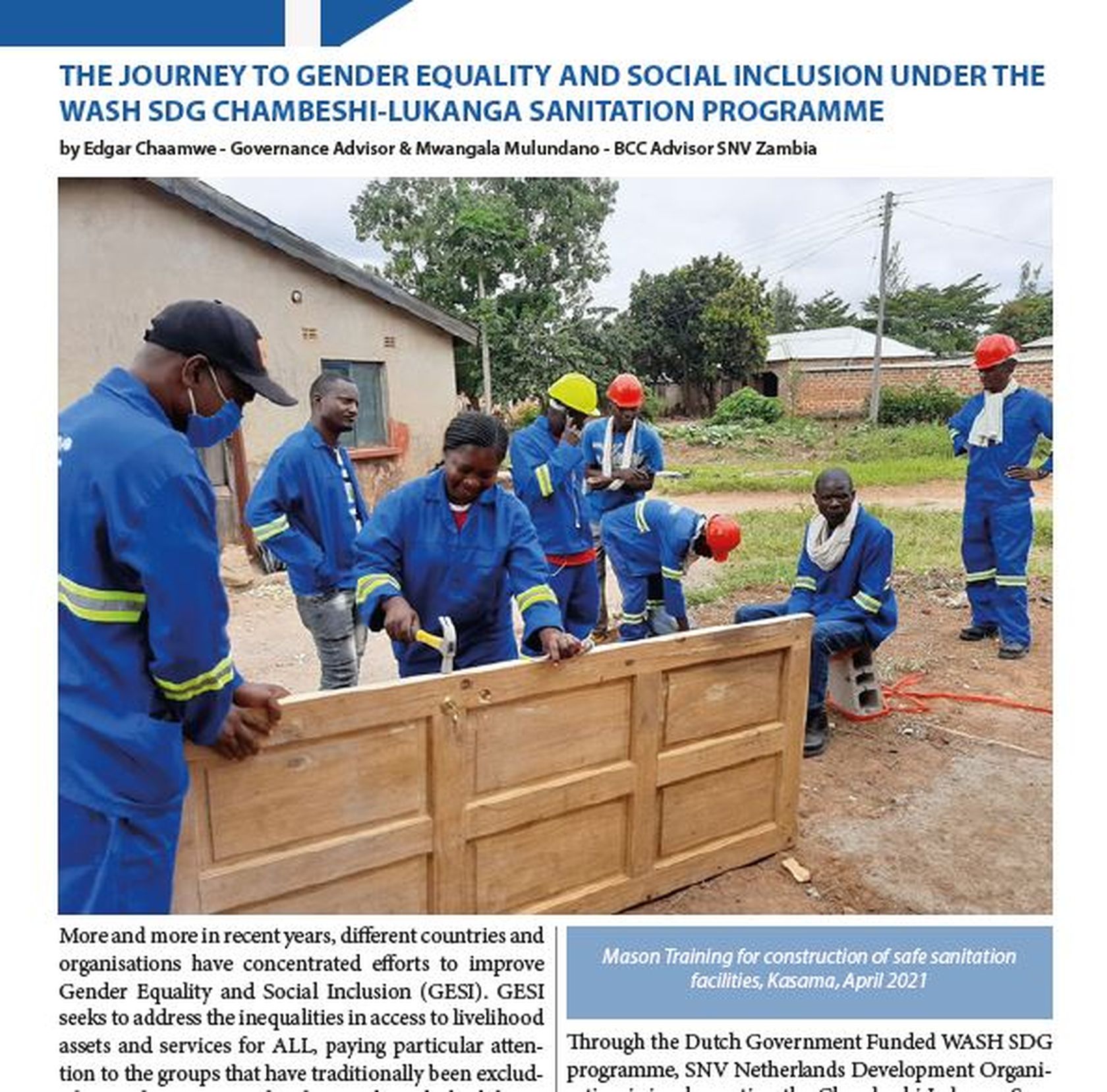 GESI in Chambeshi-Lukanga sanitation programme | SNV