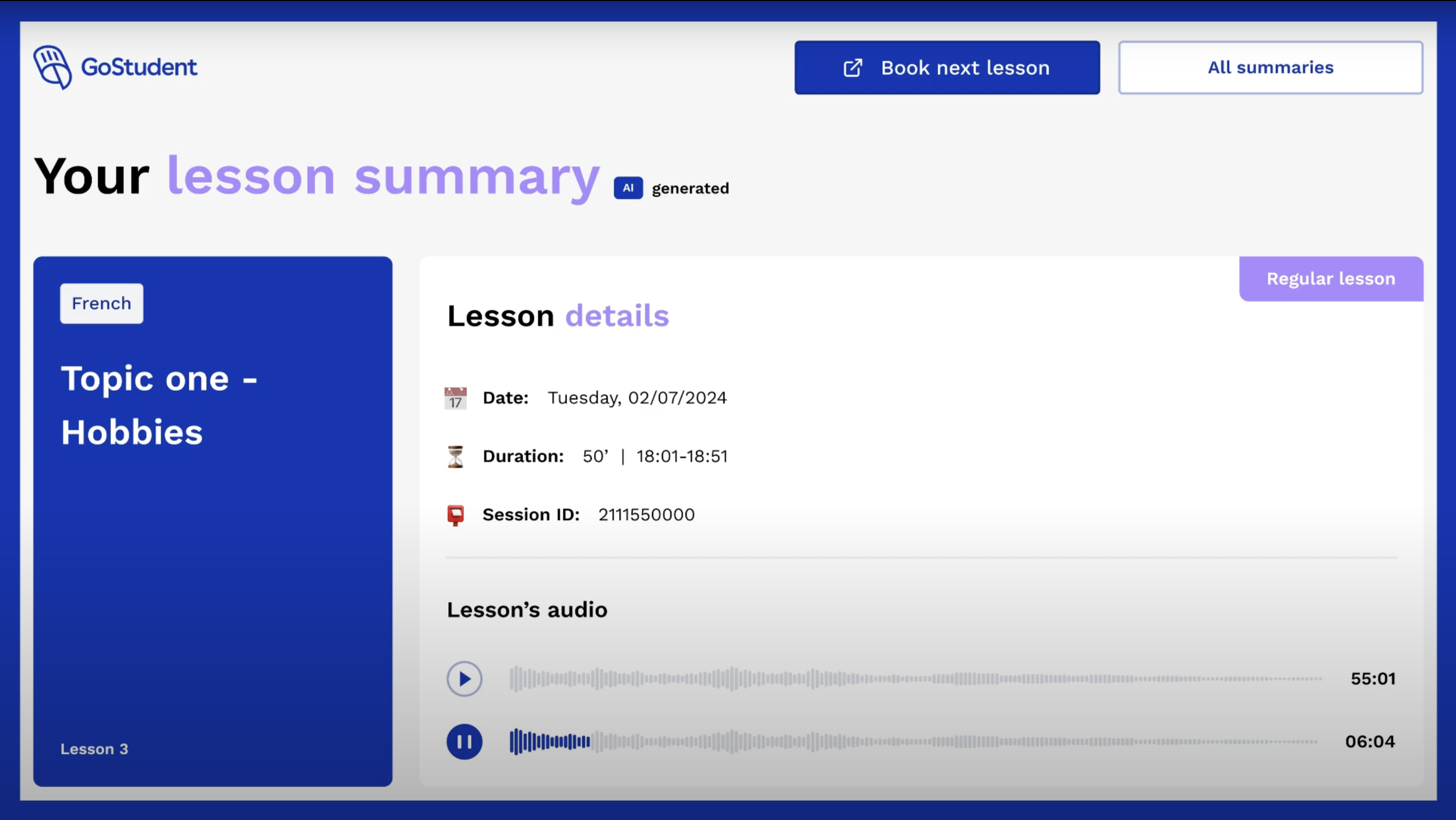 GoStudent Lesson Summaries