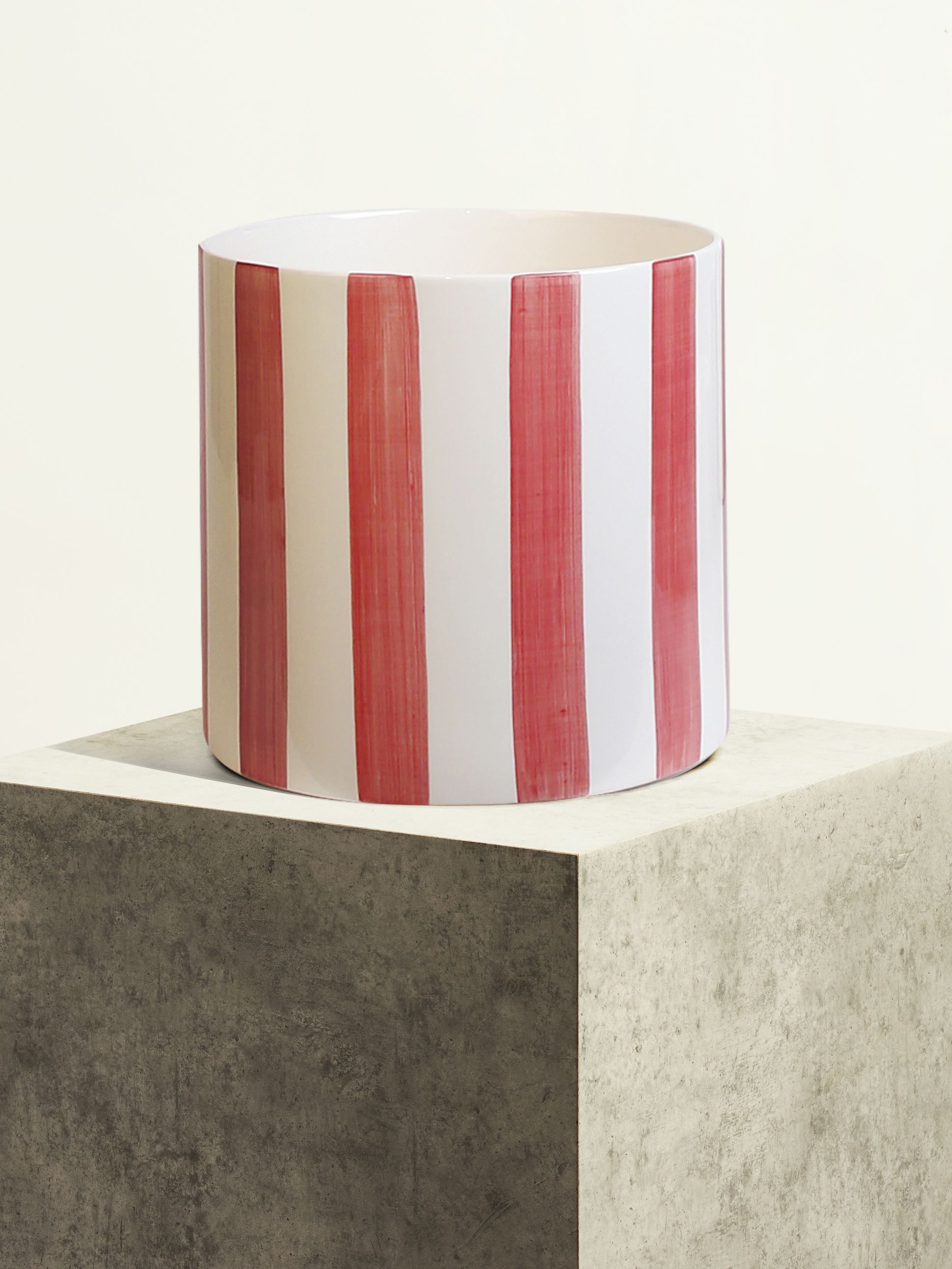 Pot en céramique rayée Rouge Ultime | ⌀24cm | By Charlot