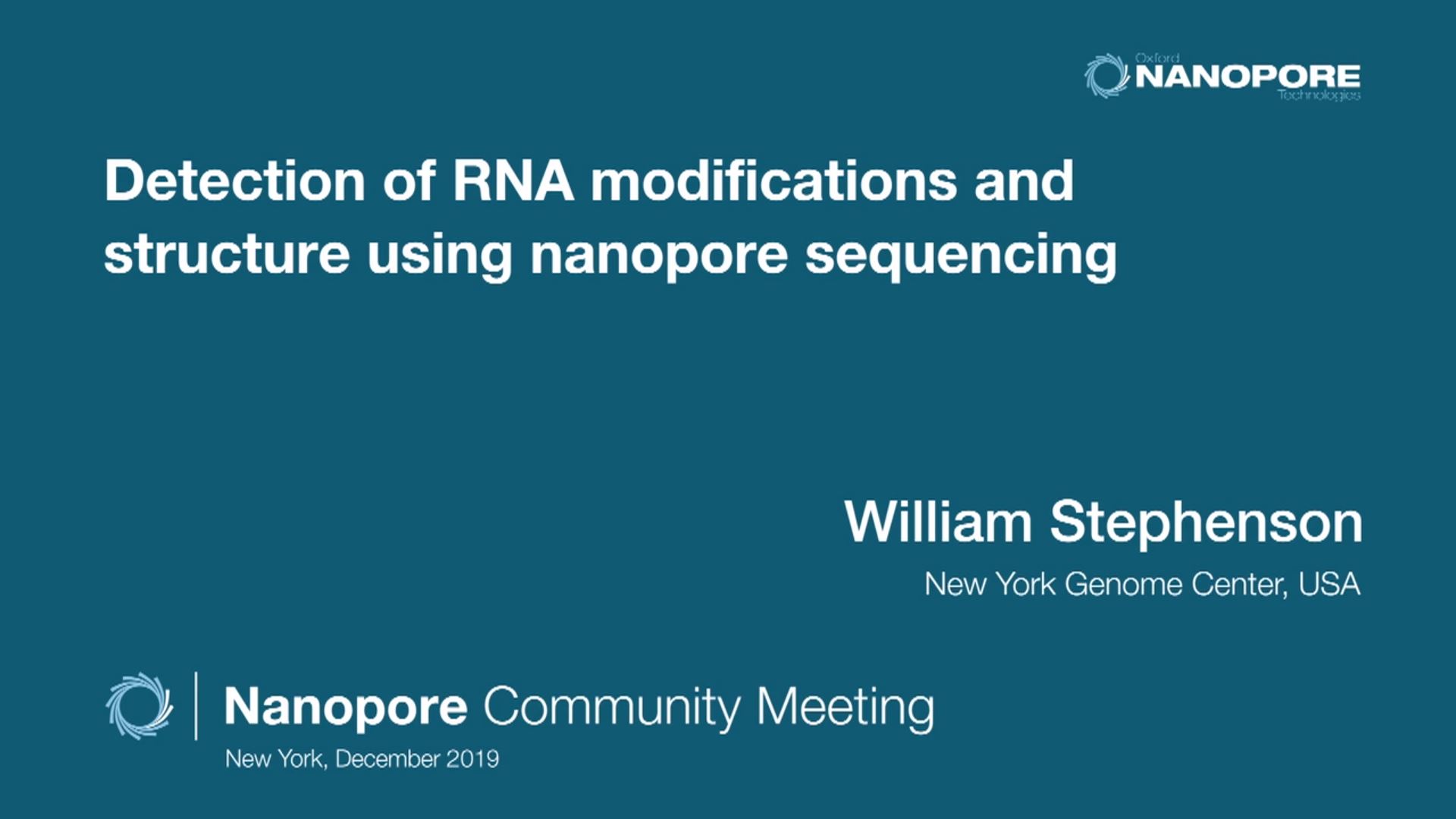 Detection of RNA modifications and structure using nanopore sequencing - William Stephenson