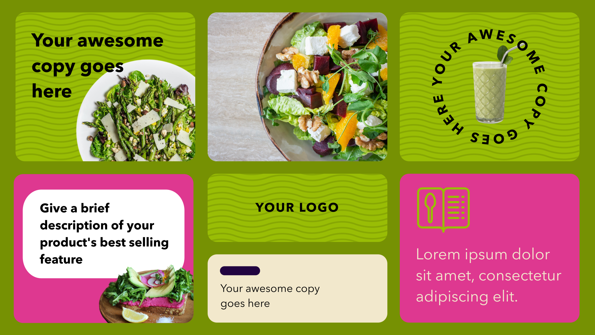 Pink Green Bento Grid Slide | Linearity Templates