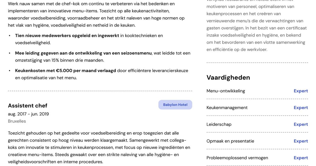 Hoe maak je een CV als kok? (Gratis voorbeeld & tips)