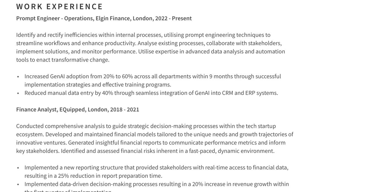 Prompt Engineer CV Example: Step-by-step writing guide!