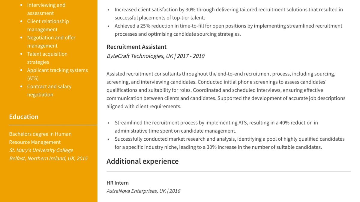 Recruitment CV Example | 2026 Guide