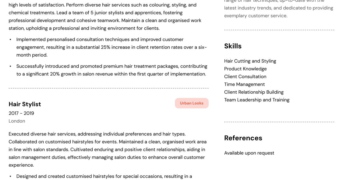 Hairdresser CV Example: Writing guide, templates and tips!
