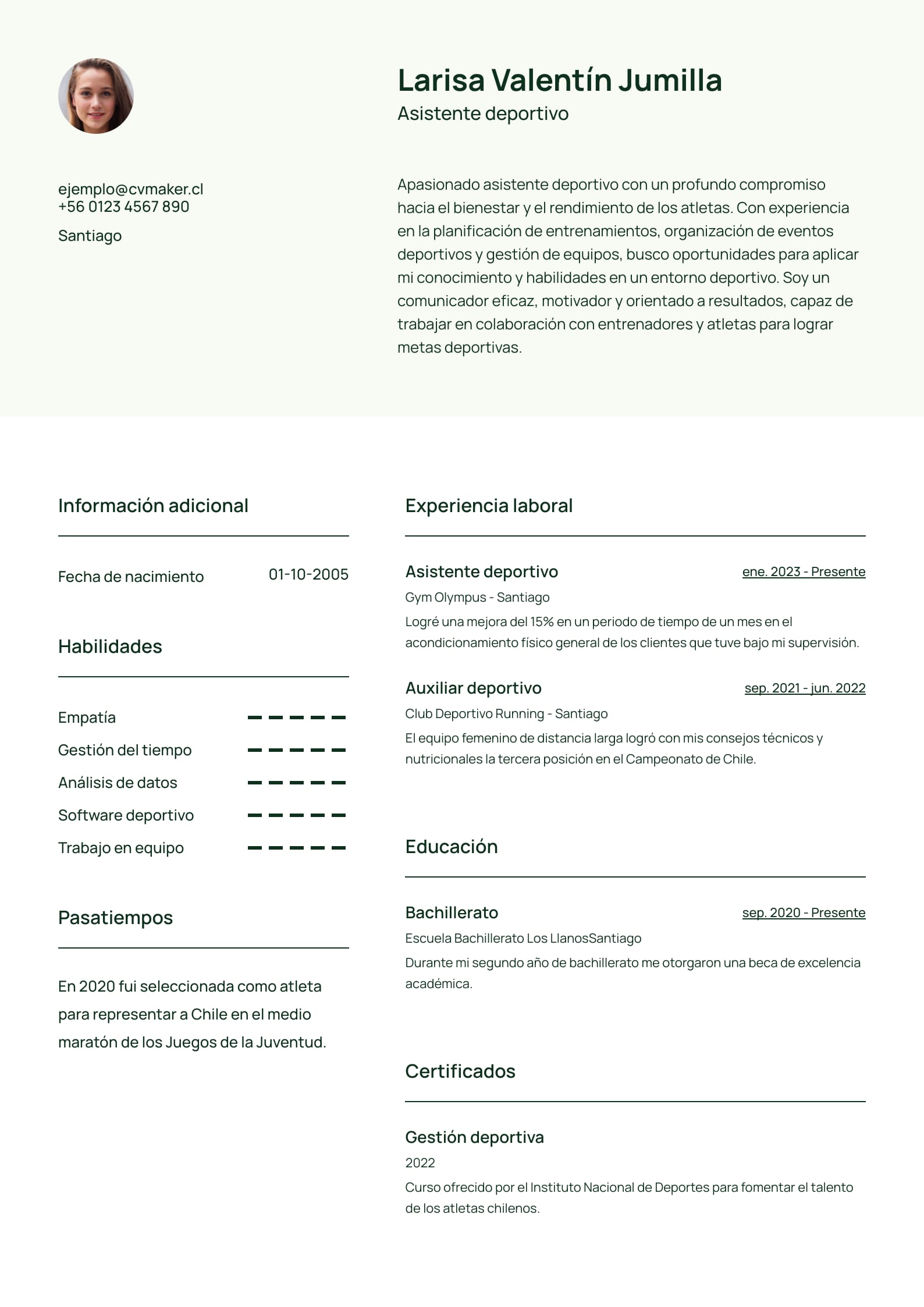 Ejemplo De Currículum Con Aspectos Destacados