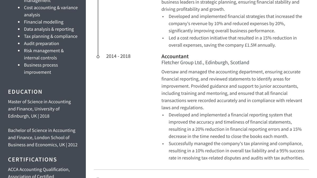 Accountant CV Example & Tips | 2026