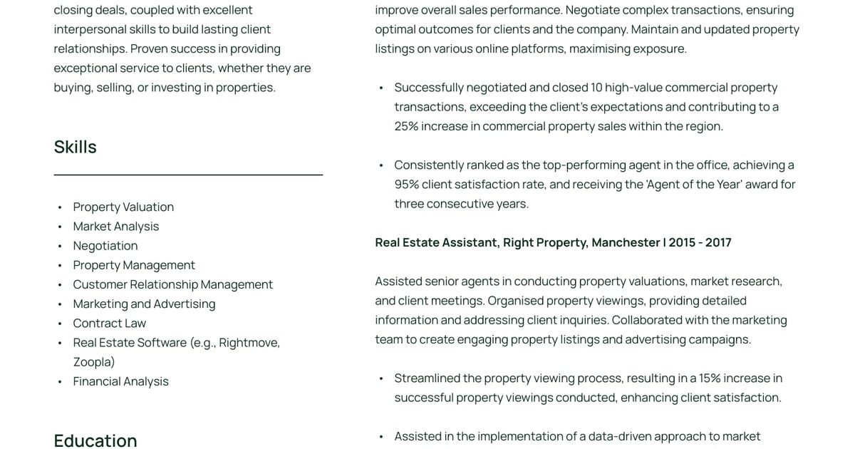 Estate Agent CV: Best examples, template and writing guide